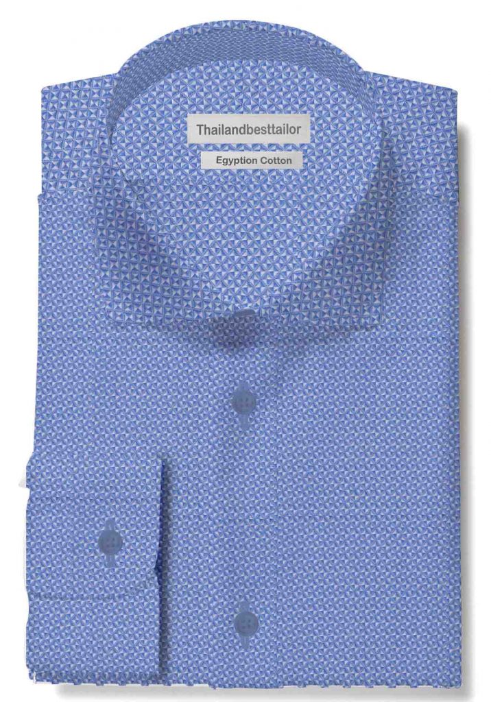Custom Made Shirt Long Sleeve Blue Dress Shirts Diamond Pattern